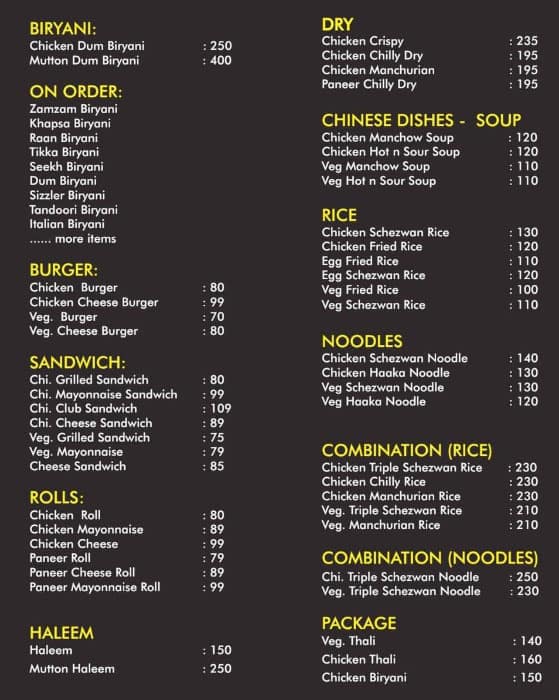 Menu of Daig Biryani, Bandra Kurla Complex, Mumbai