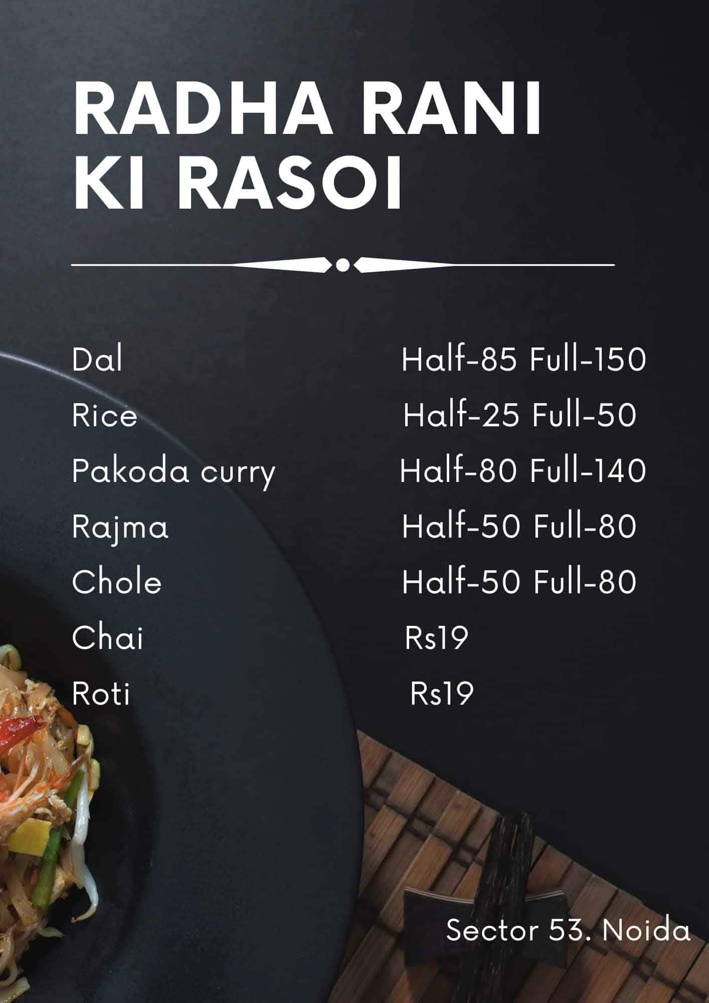Menu of Radha Rani Ki Rasoi, Sector 53, Noida