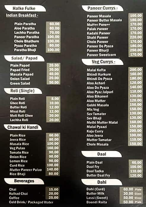 Menu of RJ 21 Rajasthani Dhaba Sweets & Thali Restaurant, Mahaveer ...