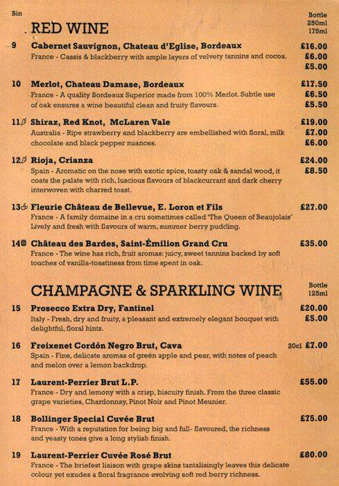 Menu at The Albion pub & bar, London, 121 Hammersmith Rd