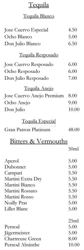 Menu at The Cocktail Bar - London Syon Park, London