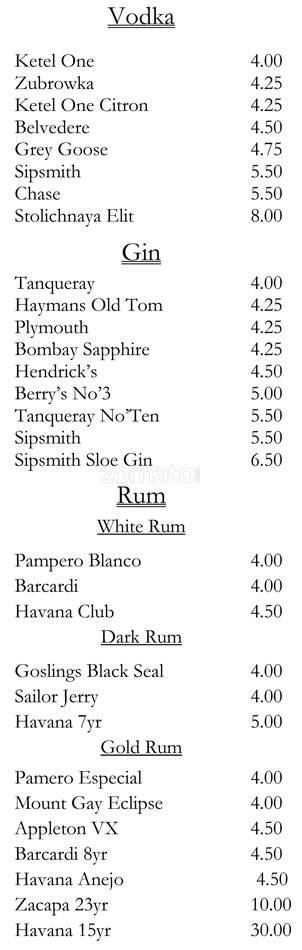 Menu at The Cocktail Bar - London Syon Park, London