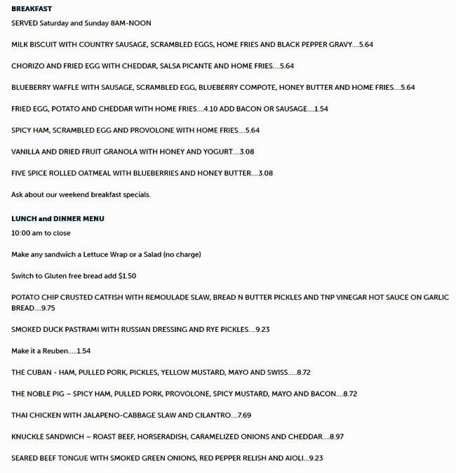 Noble Sandwich Co. Menu, Menu for Noble Sandwich Co., Brentwood, Austin ...