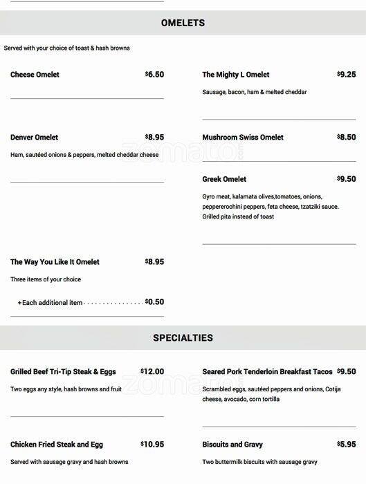 Menu at The Grill at Legacy Ridge restaurant, Westminster