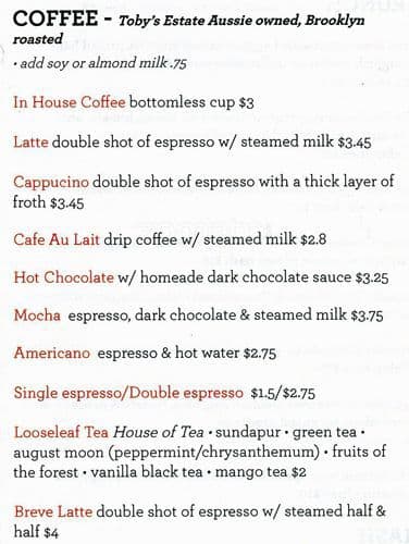 Menu at Ants Pants Cafe, Philadelphia, South St