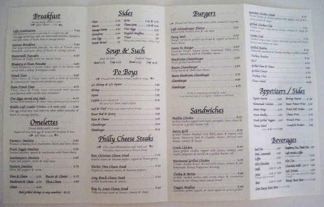 Menu at Harbor View Cafe, Long Beach, 504 Jeff Davis Ave