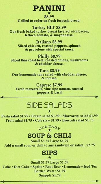 Menu at Jake & Max's Deli, Philadelphia