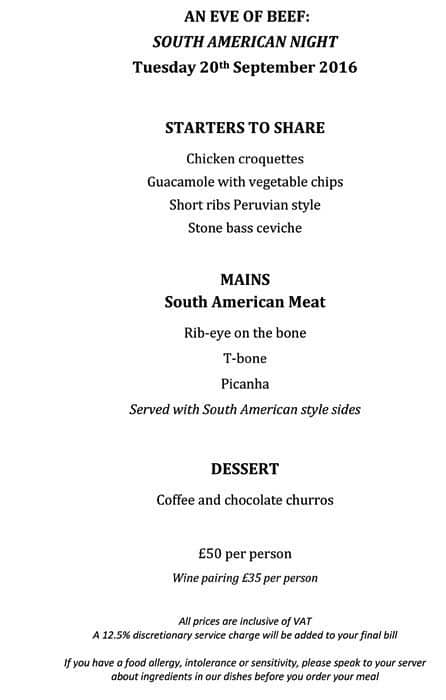 Menu at Maze Grill steakhouse, London, 79 Royal Hospital Rd
