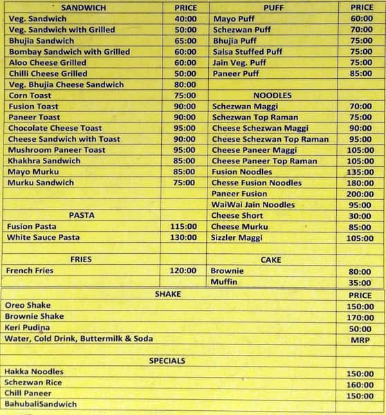 Menu of Sandwich Hub By Anika Foods, Kilpauk, Chennai