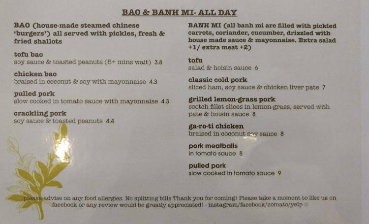 Menu at Cafe 747, Tullamarine