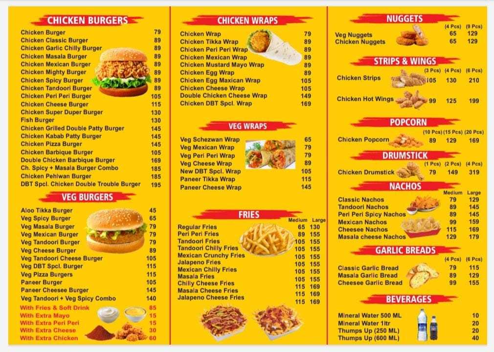 Burger time menu store