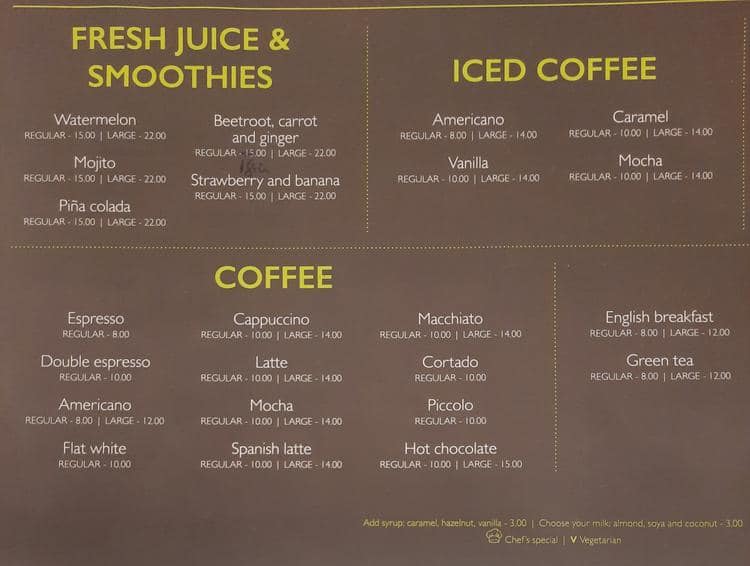 Menu of Wite & Rose Cafe, Yas Island, Abu Dhabi