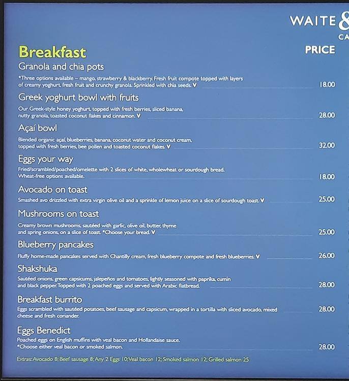 Menu of Wite & Rose Cafe, Yas Island, Abu Dhabi