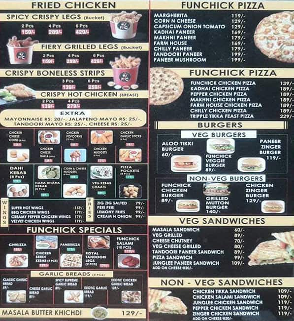 Menu of FFC Fun Chick Fried Chicken, Manikonda, Hyderabad