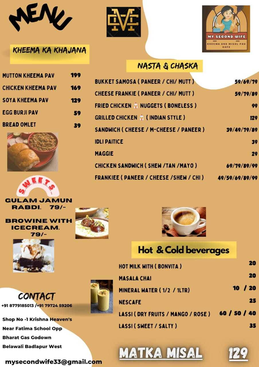 Menu of My Second Wife, Badlapur, Thane