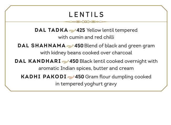 Menu at Under The Mango Tree - Jehan Numa Palace, Bhopal