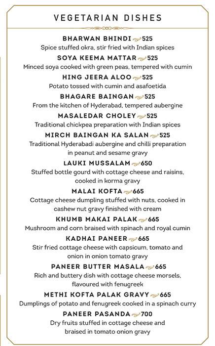 Menu at Under The Mango Tree - Jehan Numa Palace, Bhopal