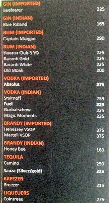 Menu at Park Balluchi, Gurugram, Lesivre Valley Park Road