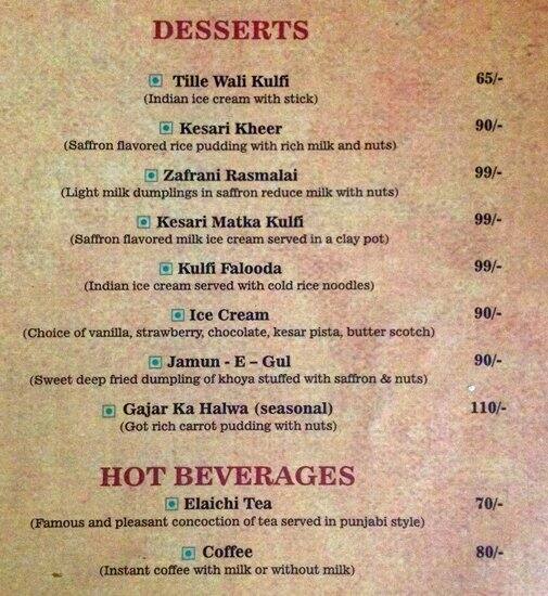Menu at Park Balluchi, Gurugram, Lesivre Valley Park Road