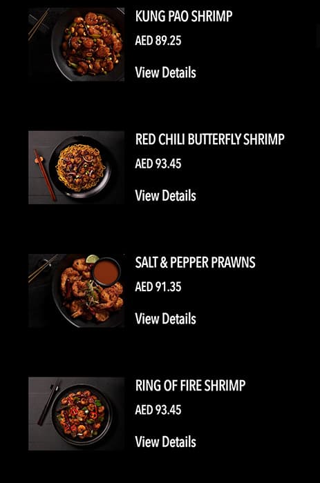 Menu at P.F. Chang's restaurant, Abu Dhabi, Al Falah Street