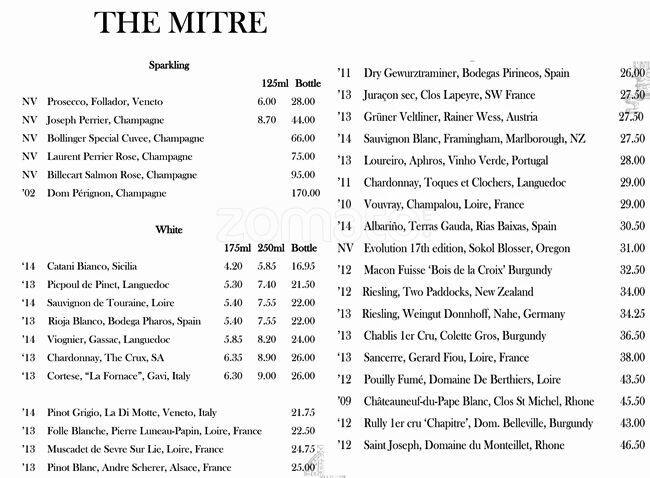 The Mitre Menu, Menu for The Mitre, Holland Park, London - Zomato UK