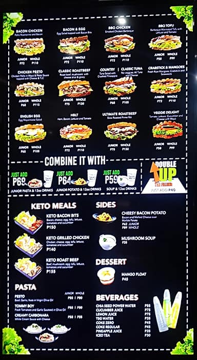 Menu at The Sandwich Guy, Muntinlupa, 2/F Fastbytes Northgate Cyberzine
