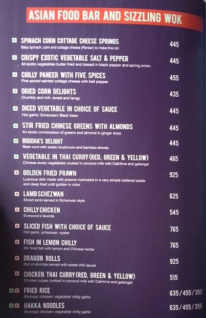 Menu at The Skylight Garden, Chandigarh, First Floor