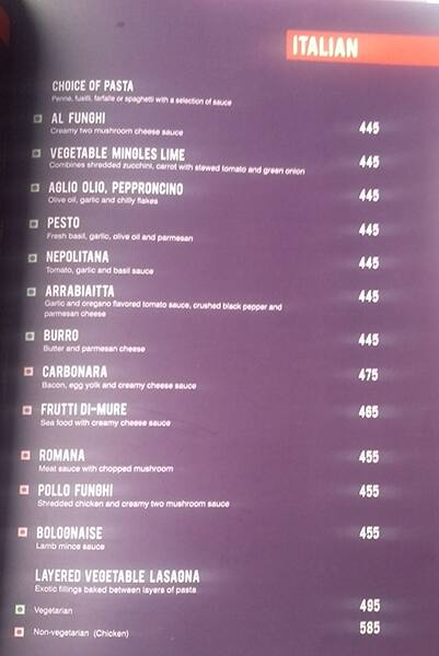 Menu at The Skylight Garden, Chandigarh, First Floor