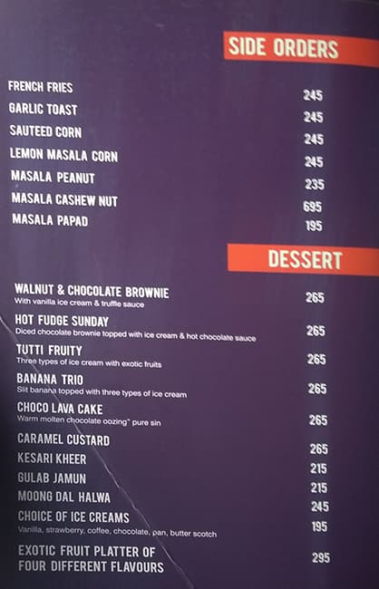 Menu at The Skylight Garden, Chandigarh, First Floor