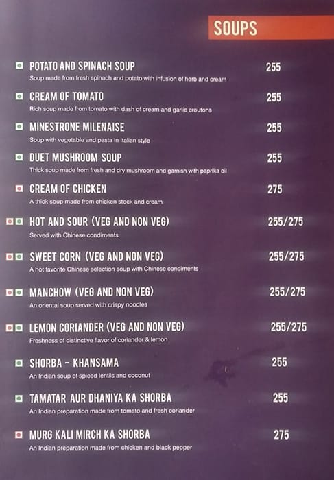 Menu at The Skylight Garden, Chandigarh, First Floor