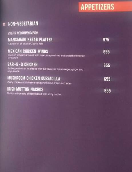 Menu at The Skylight Garden, Chandigarh, First Floor