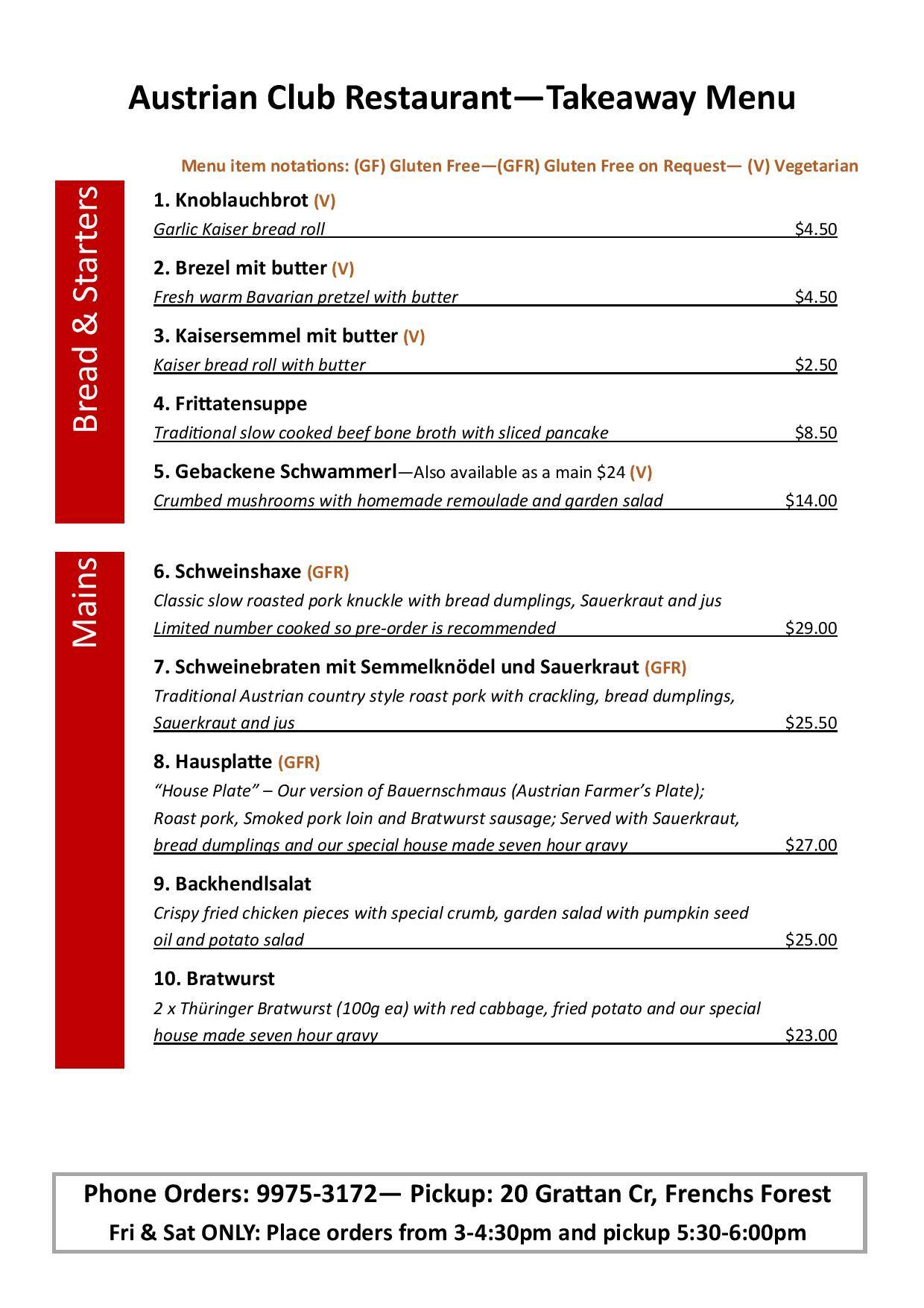 Carta de Austrian Club Sydney, Frenchs Forest, 20 Grattan Cres