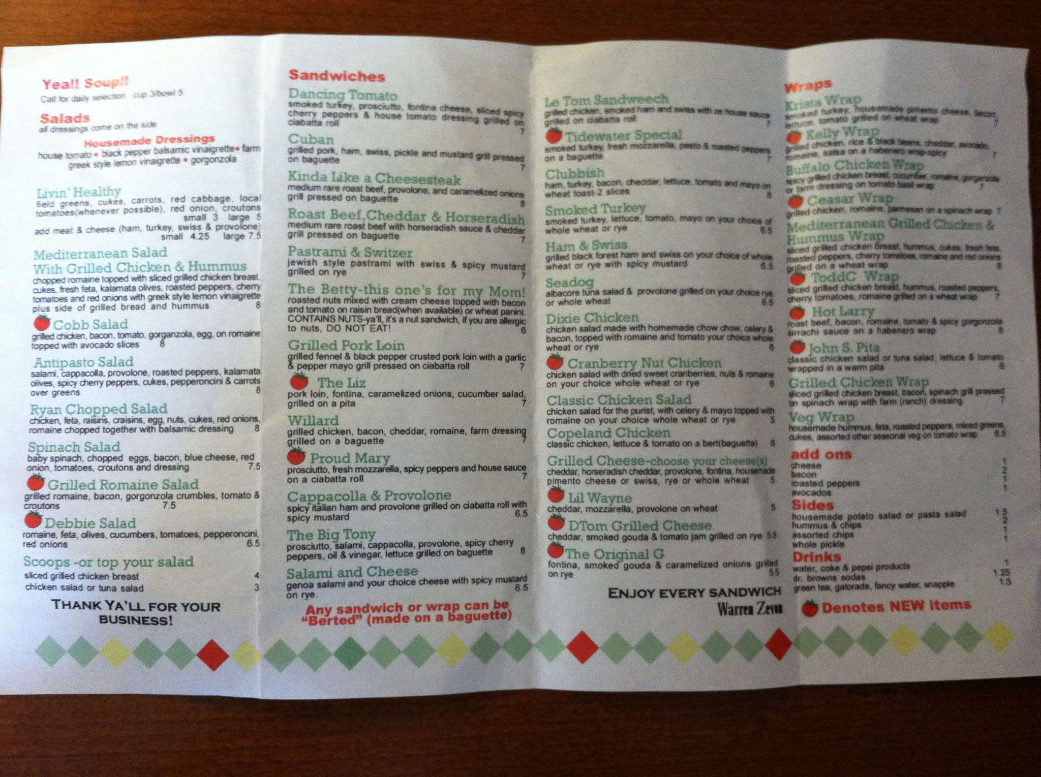 Dancing Tomato Menu, Menu podniku Dancing Tomato, Kempsville, Hampton ...