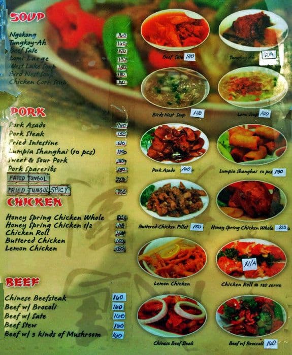 Menu at Red Moon restaurant, Cebu City