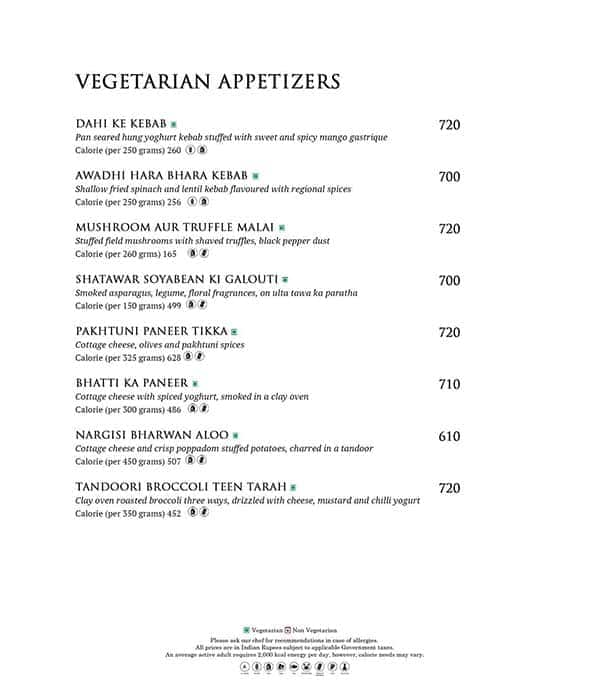 Menu of Zeera - Conrad Pune, Dhole Patil Road, Pune