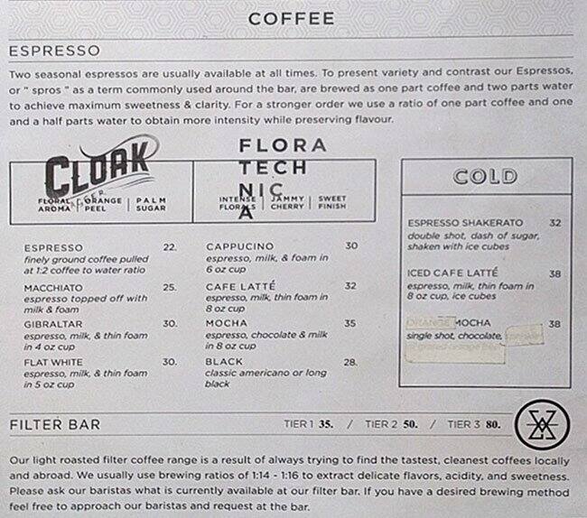 Menu at Common Grounds cafe, Bandung