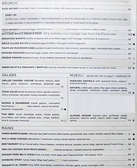 Menu at Common Grounds cafe, Bandung