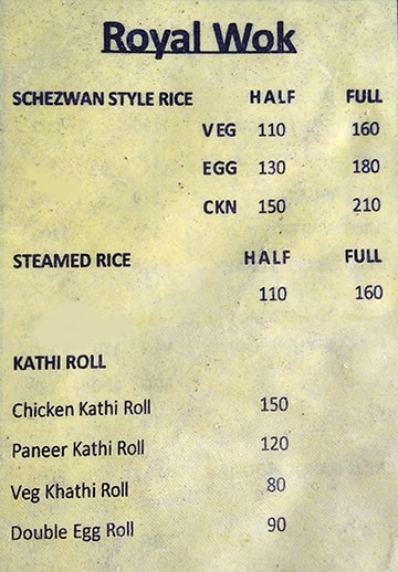 Menu at Royal cafe, Delhi, A7