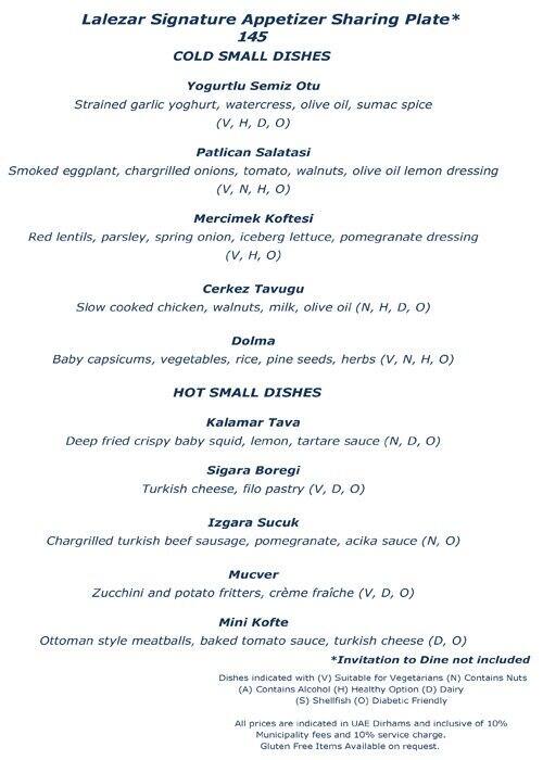 Lalezar - Jumeirah Zabeel Saray Menu - Zomato