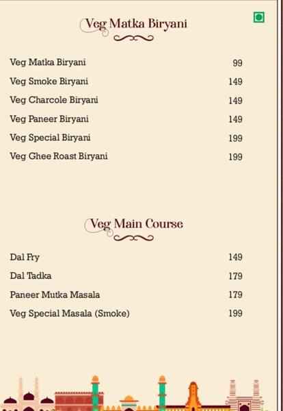 Menu of Mataka's Biryani, NIBM Road, Pune