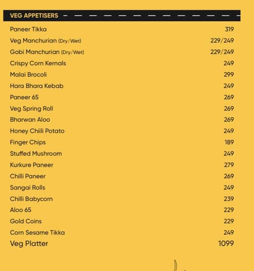 Menu of Milestone, Sangareddy, Hyderabad