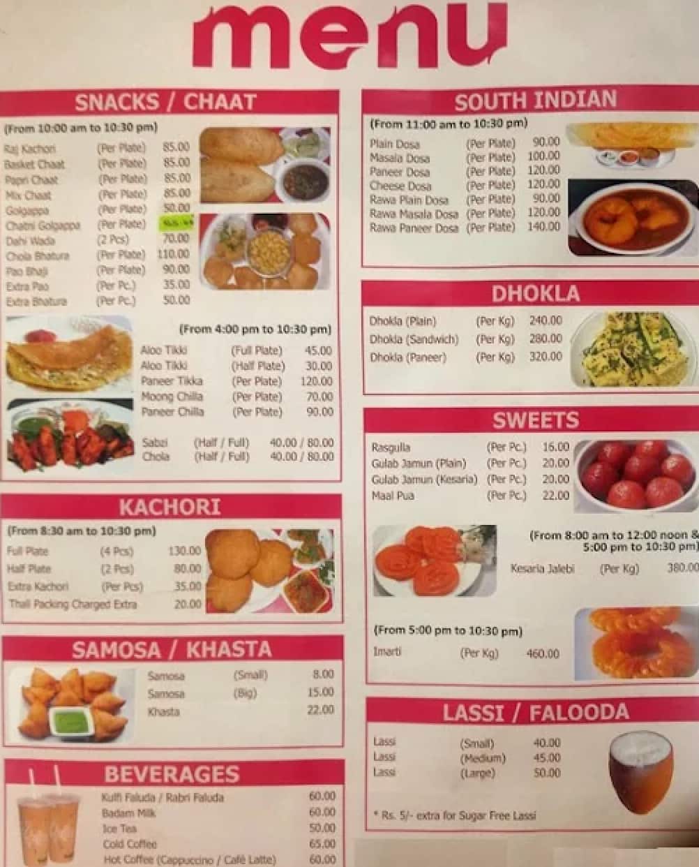 Menu of Mithas, Swaroop Nagar, Kanpur