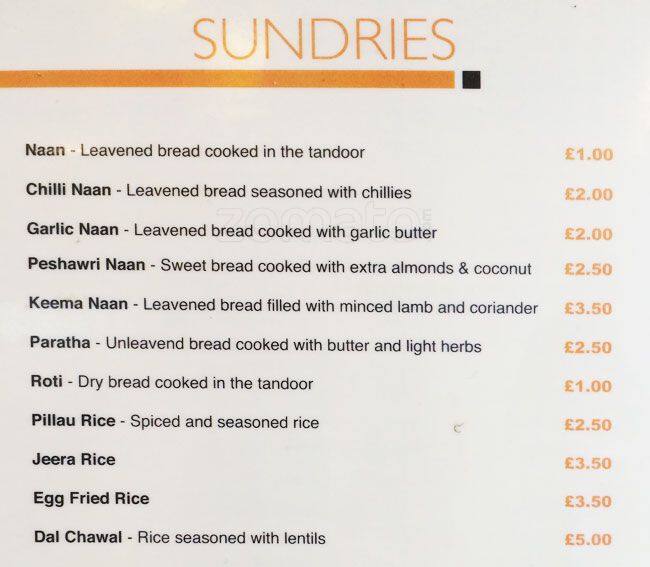 Menu at Mazza restaurant, London, 256-258 Kingsbury Rd