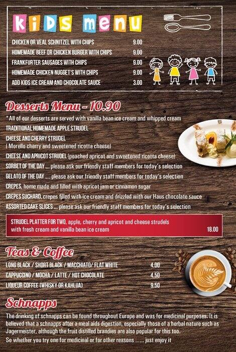 Menu at ASH Schnitzelhaus & Bar, Erina, Shop 5