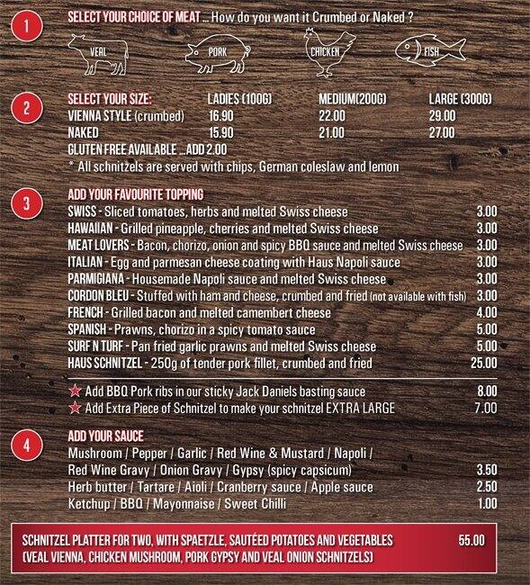 Menu at ASH Schnitzelhaus & Bar, Erina, Shop 5