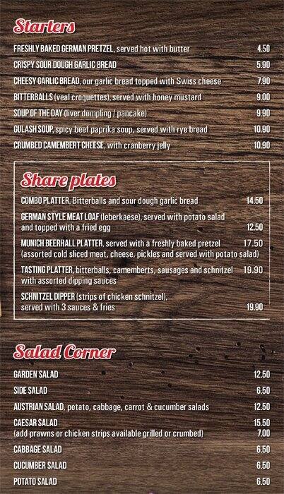 Menu at ASH Schnitzelhaus & Bar, Erina, Shop 5