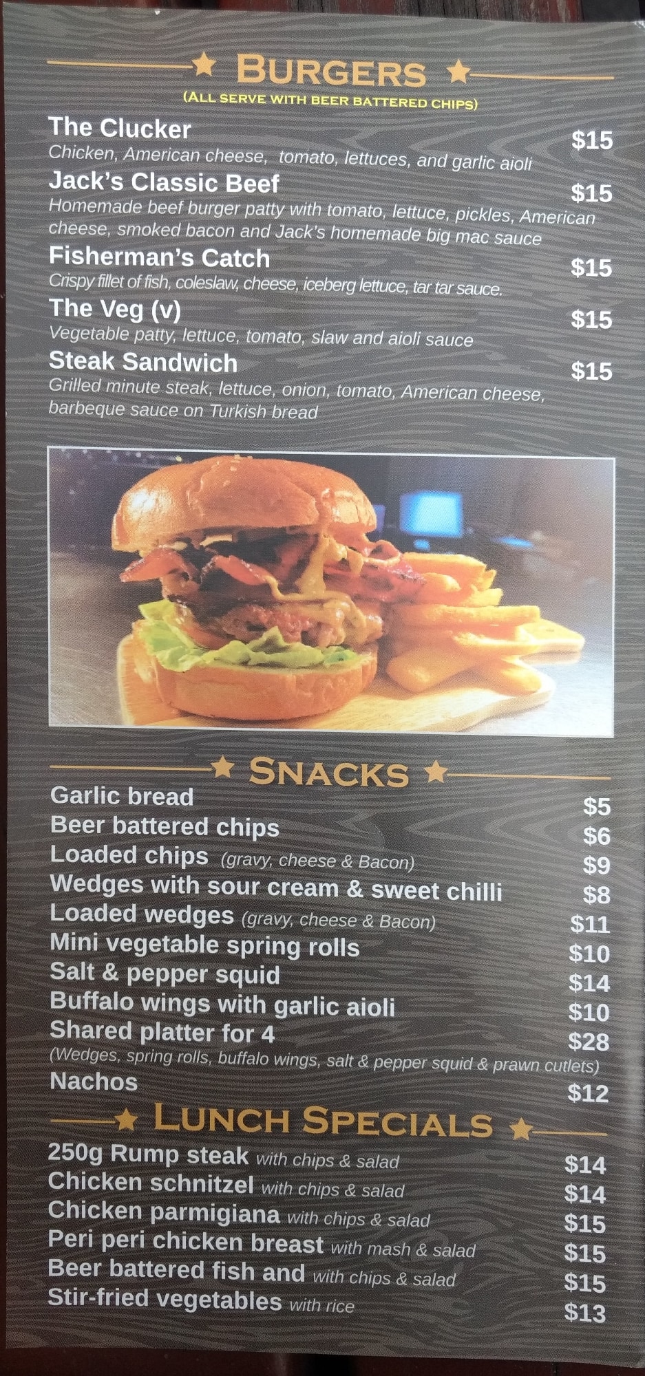 Menu at Rosebery Hotel restaurant, Rosebery