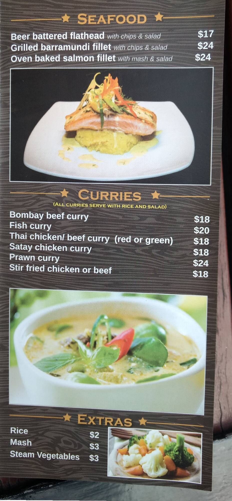 Menu at Rosebery Hotel restaurant, Rosebery