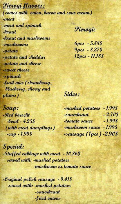 Pierogi Heaven Menu, Menu for Pierogi Heaven, Loop, Chicago ...