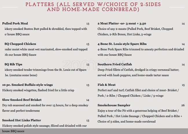 Menu at Boney's BBQ, Denver